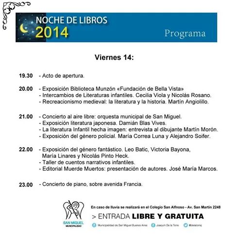 Noche de Libros al aire libre en el Corredor